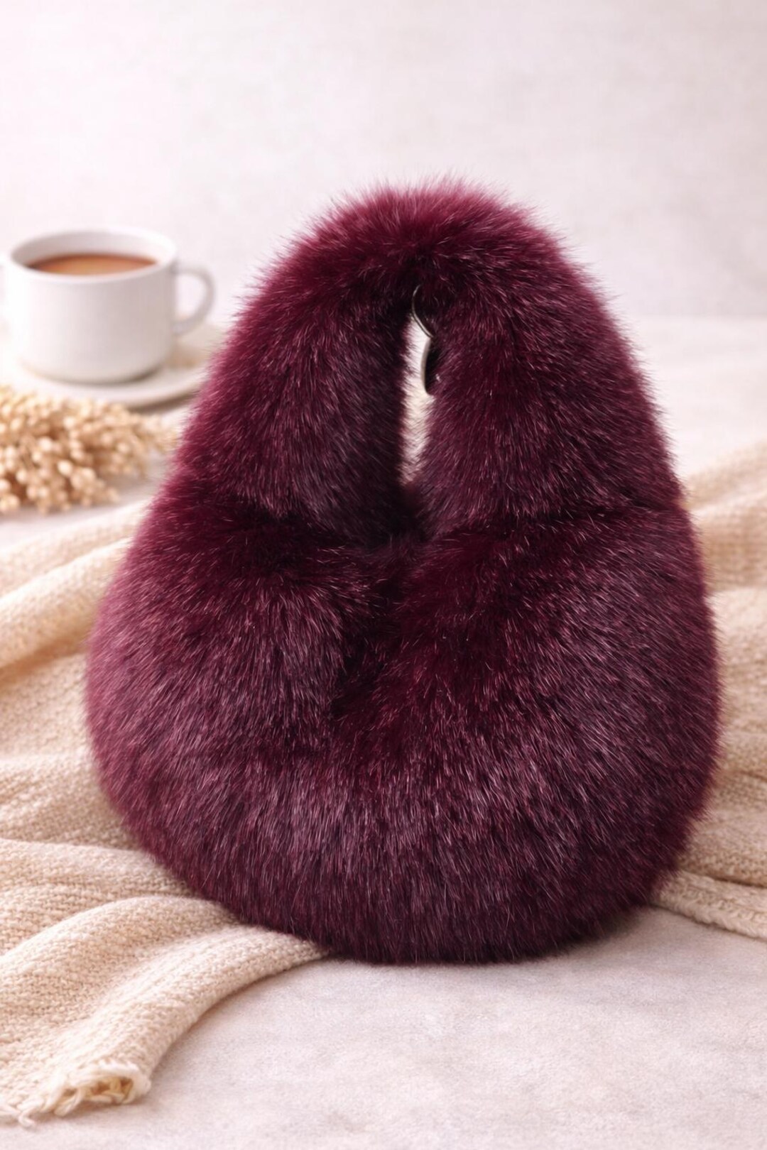 Soft Plush Furry Shoulder Bag for Women, Cozy Winter Hobo Handbag - Etsy
