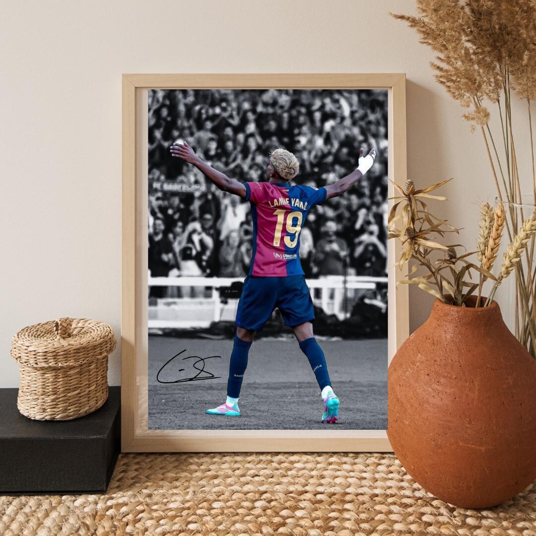 Lamine Yamal Signed Football Poster Barcelona Wonderkid Soccer Wall Art ...