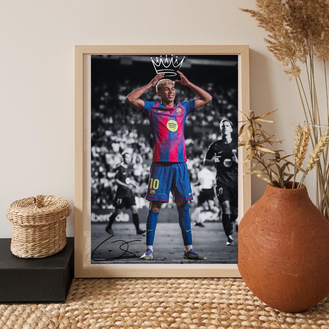Lamine Yamal Signed Football Poster Barcelona Wonderkid Soccer Wall Art ...