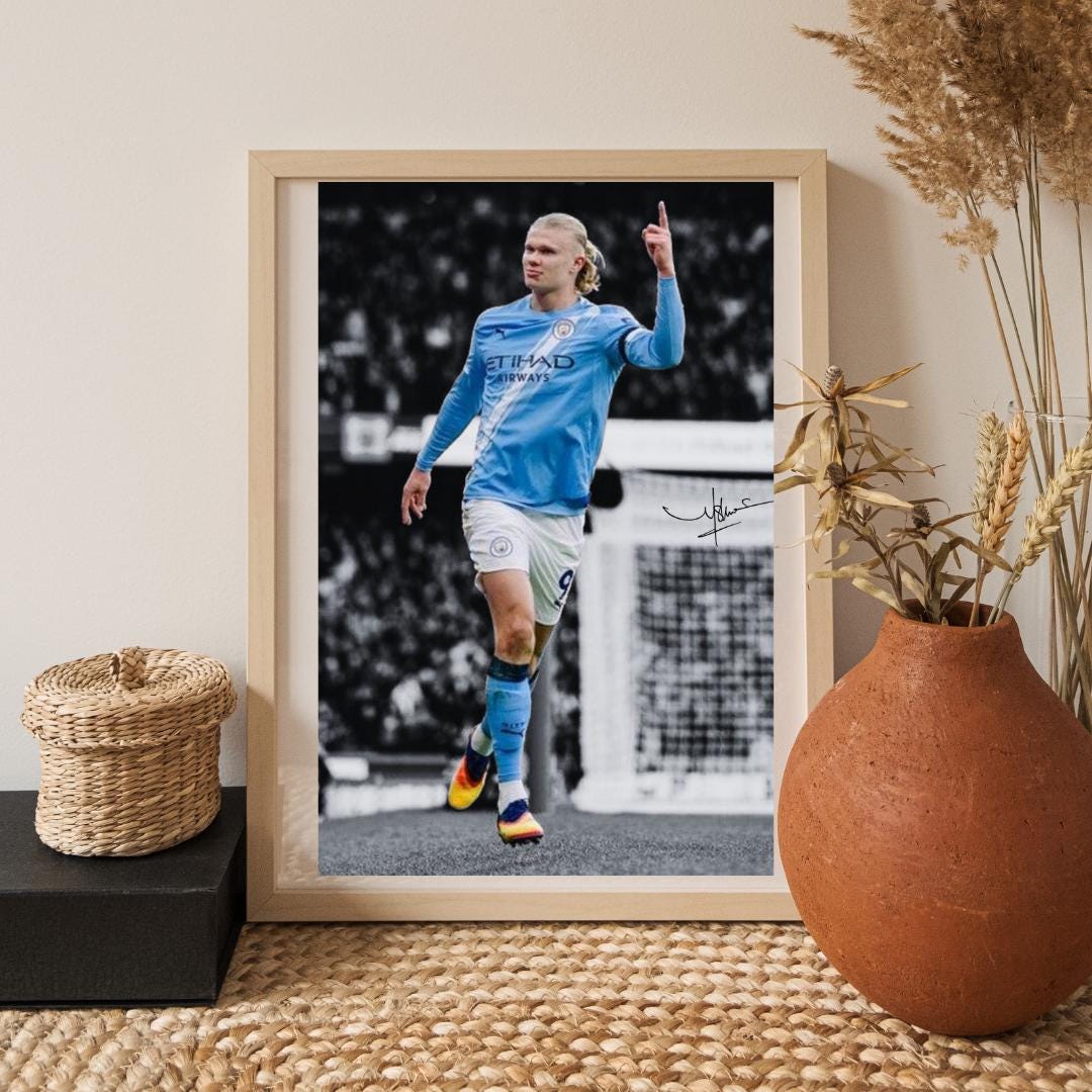 Erling Haaland Manchester City Poster | Autograph-style Football Art - Etsy