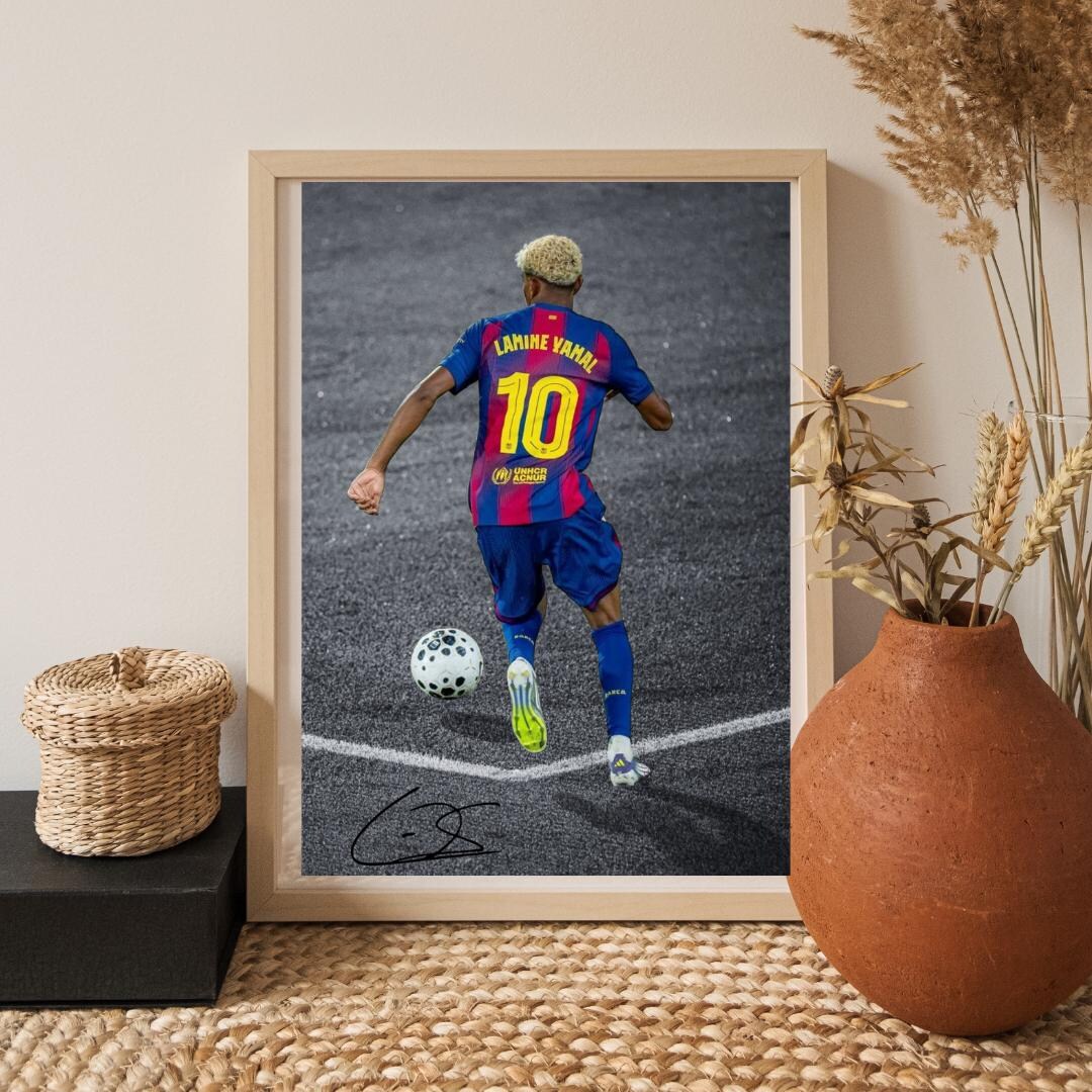 Lamine Yamal Signed Football Poster Barcelona Wonderkid Soccer Wall Art ...