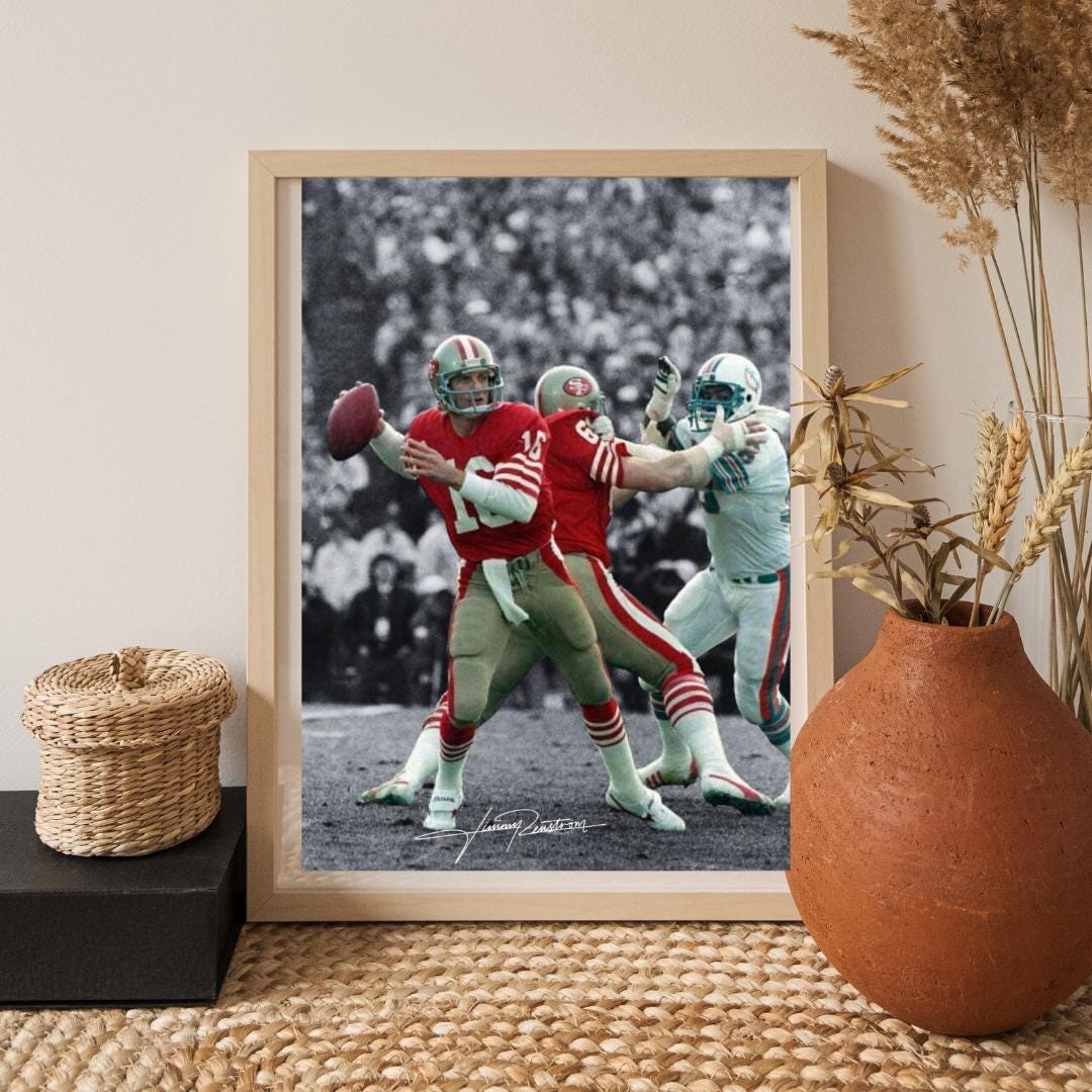 Joe Montana Football Wall Art Printable | NFL Quarterback Legend Poster ...