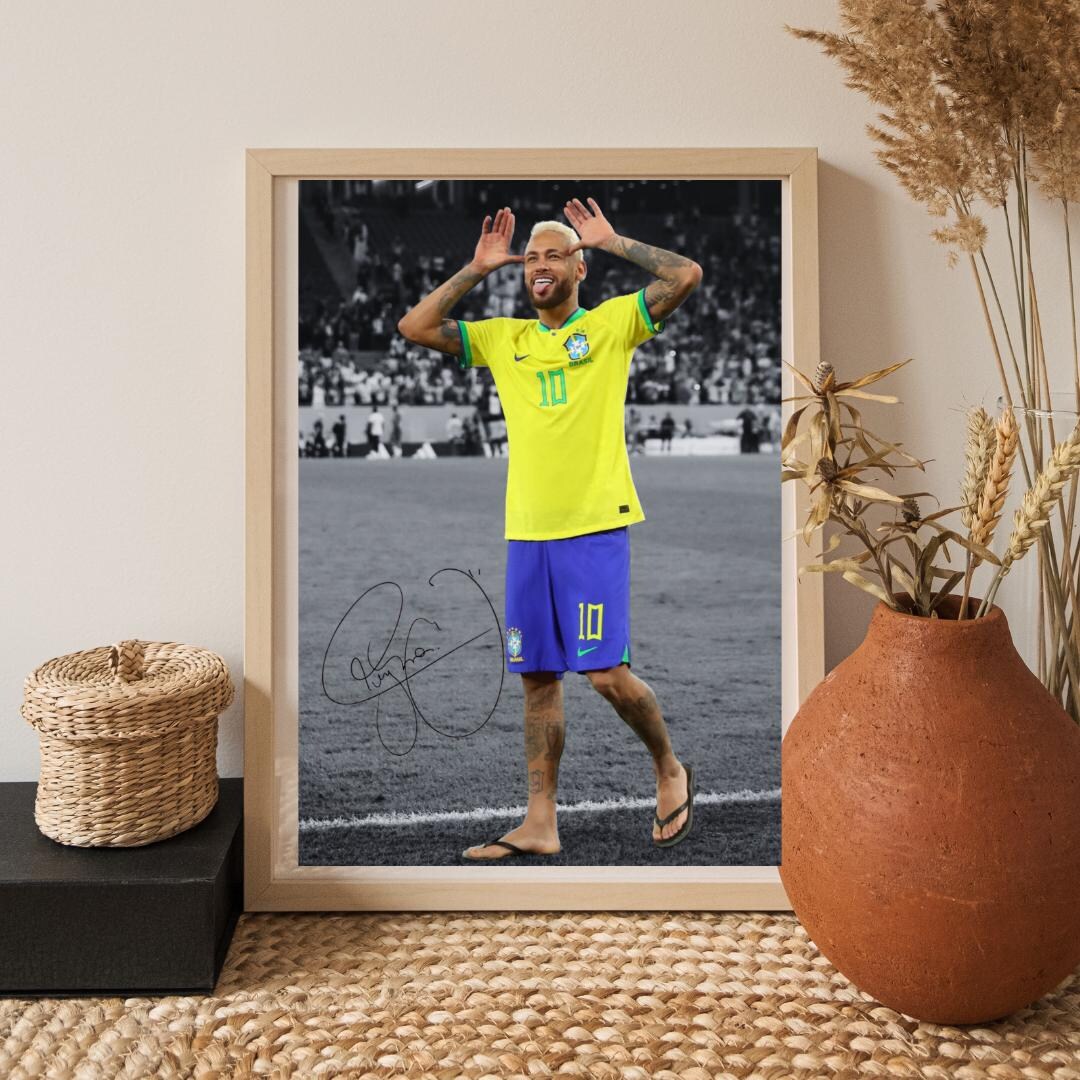 Neymar Jr Signed Football Poster Brazilian Star Soccer Wall Art ...