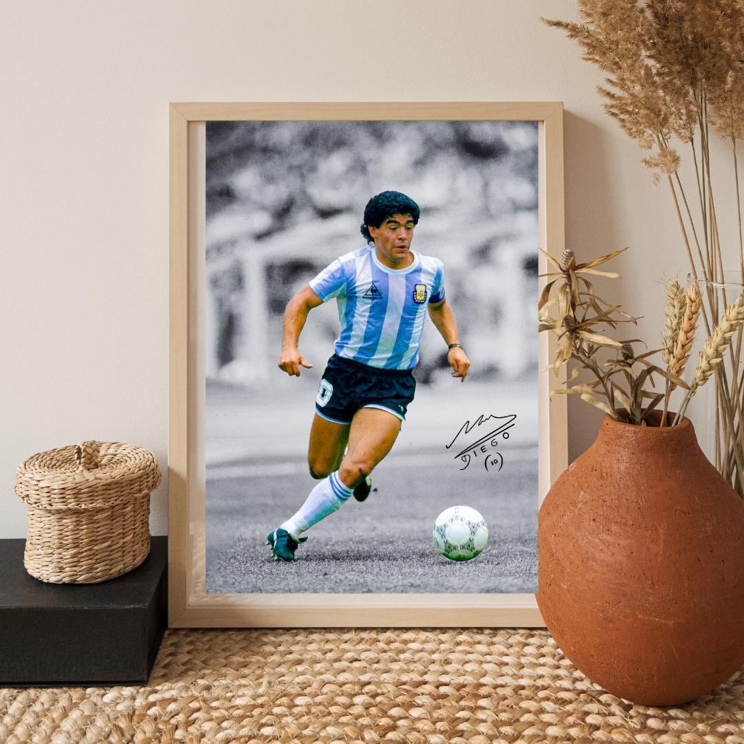 Diego Maradona Signd Poster Printable Football Legend Player Art Work ...