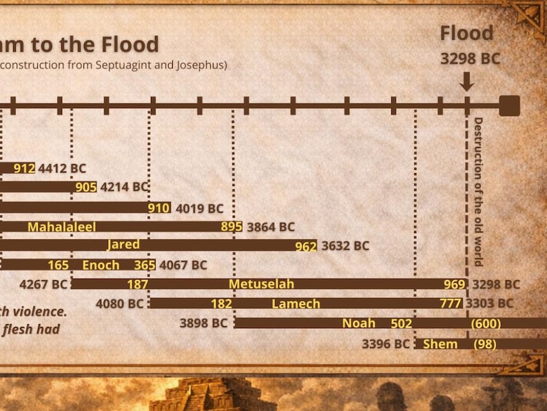 Genesis Biblical Timeline – Adam to Flood Genealogy Chart for Bible ...