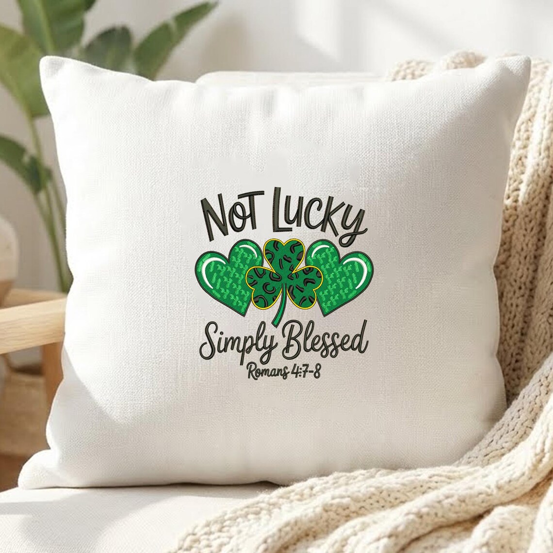 Not Lucky Simply Blessed Machine Embroidery Design Quotes Bible ...