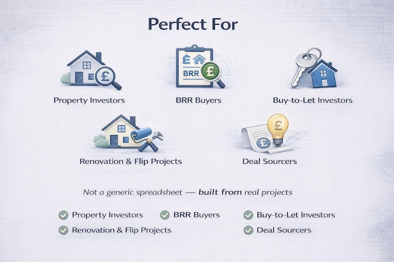 Property Deal Analyzer Spreadsheet | BRRR & House Flip Calculator Excel ...