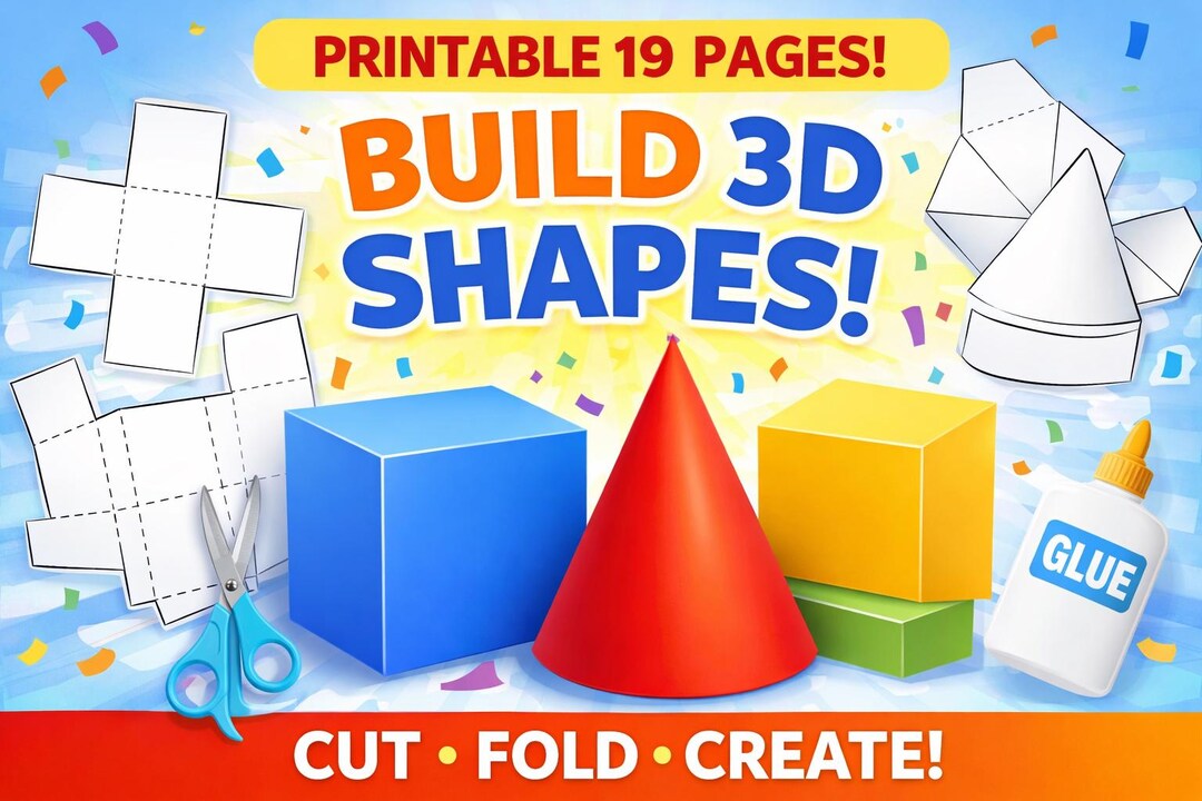 3D Shapes Nets Printable | Fun Geometry Activity for Kids | Cut, Fold ...