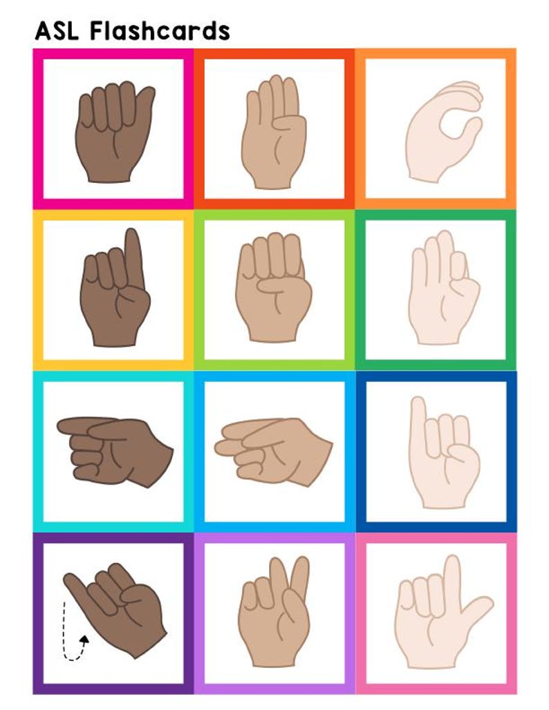 ASL Flashcards Printable, Sign Language Alphabet Cards, ASL Learning ...