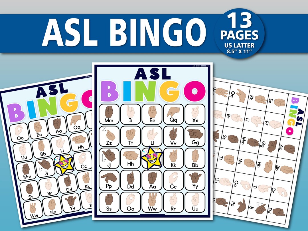 ASL Bingo Printable Game | American Sign Language Activity for Kids ...