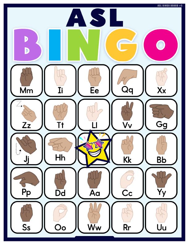 ASL Bingo Printable Game | American Sign Language Activity for Kids ...