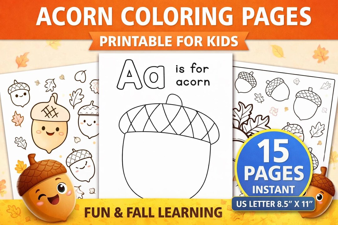 Acorn Coloring Pages Printable | Fall Coloring Worksheets for Kids ...