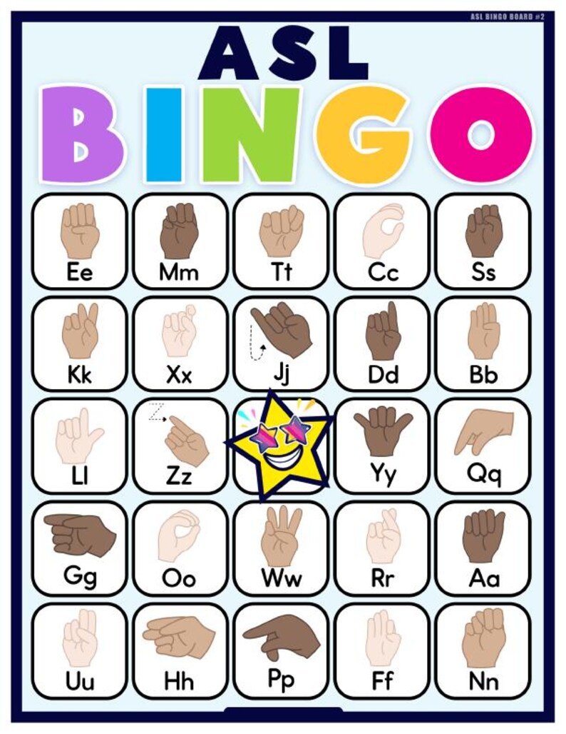 ASL Bingo Printable Game | American Sign Language Activity for Kids ...