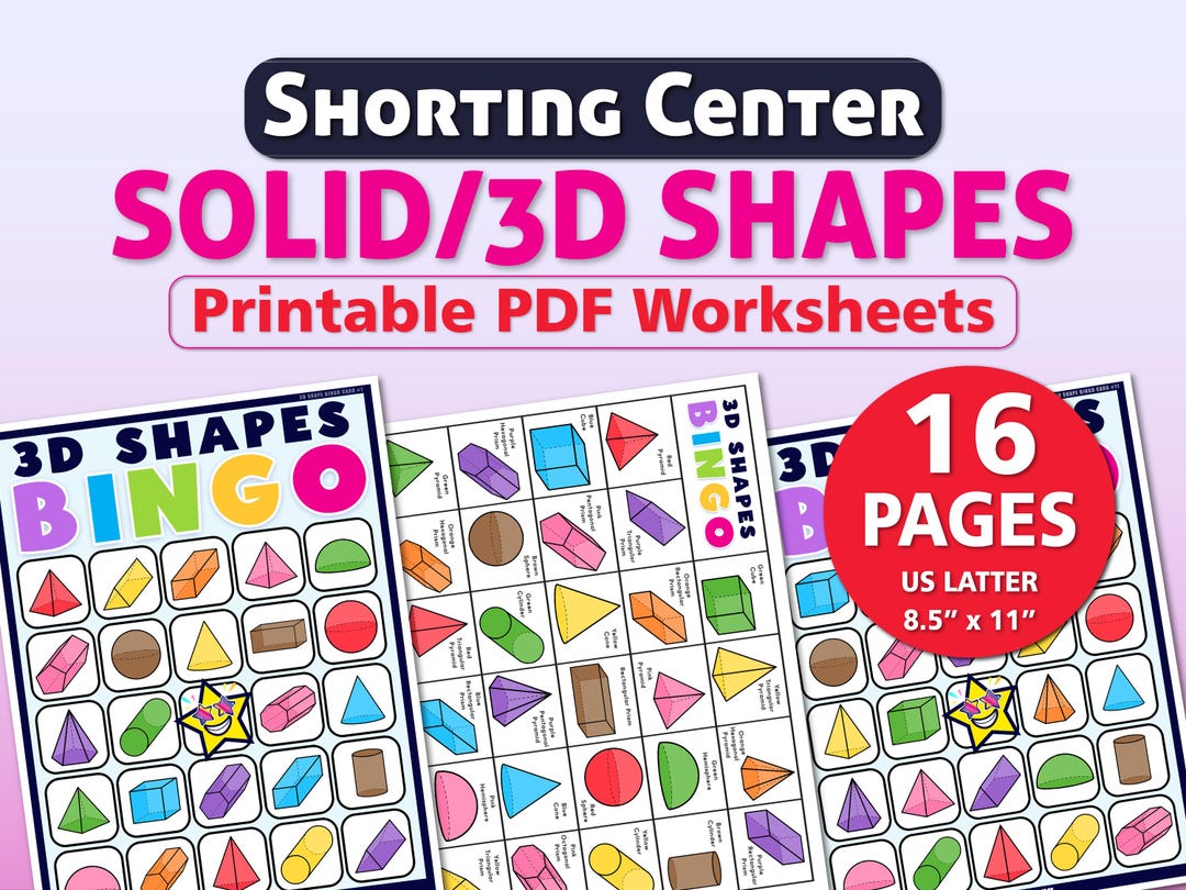 Printable Shapes Bingo | 2D 3D Geometry Game | 16 Cards Math Center ...