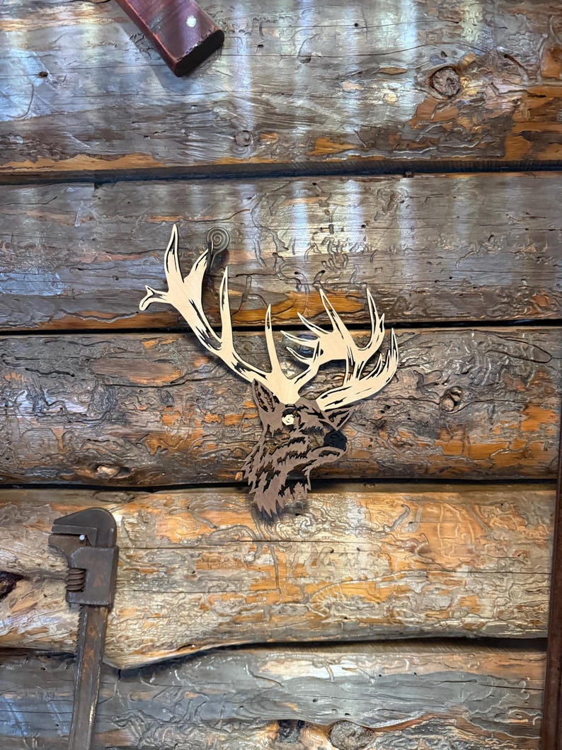 Deer Head Wall Art Rustic Cabin & Lodge Decor | Woodland Wildlife Wall ...