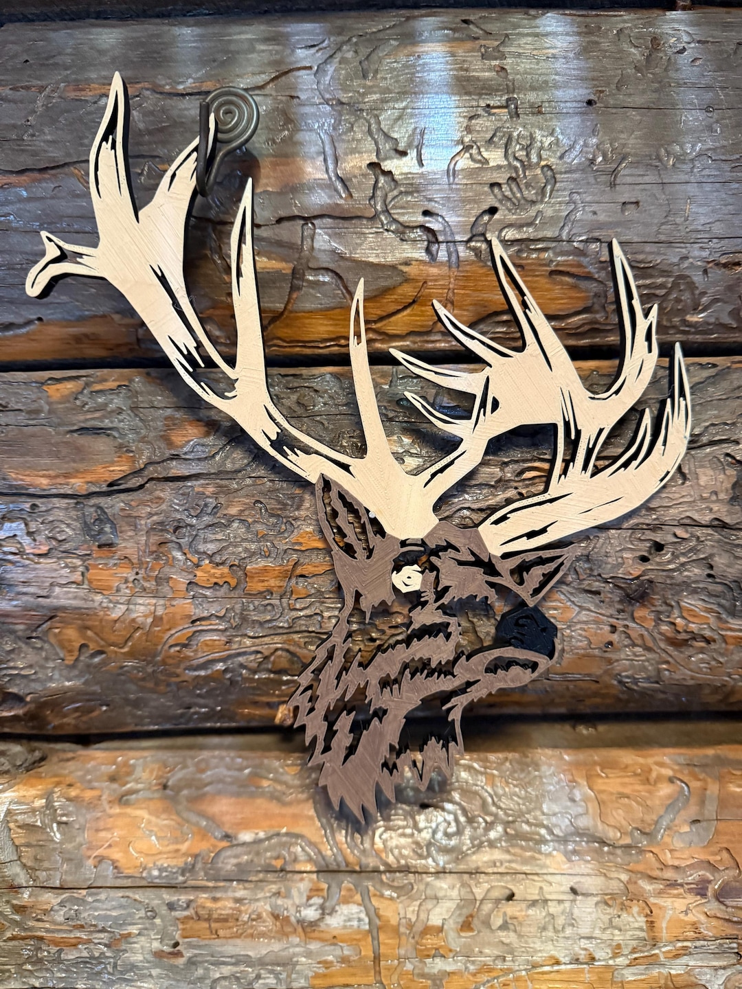 Deer Head Wall Art Rustic Cabin & Lodge Decor | Woodland Wildlife Wall ...