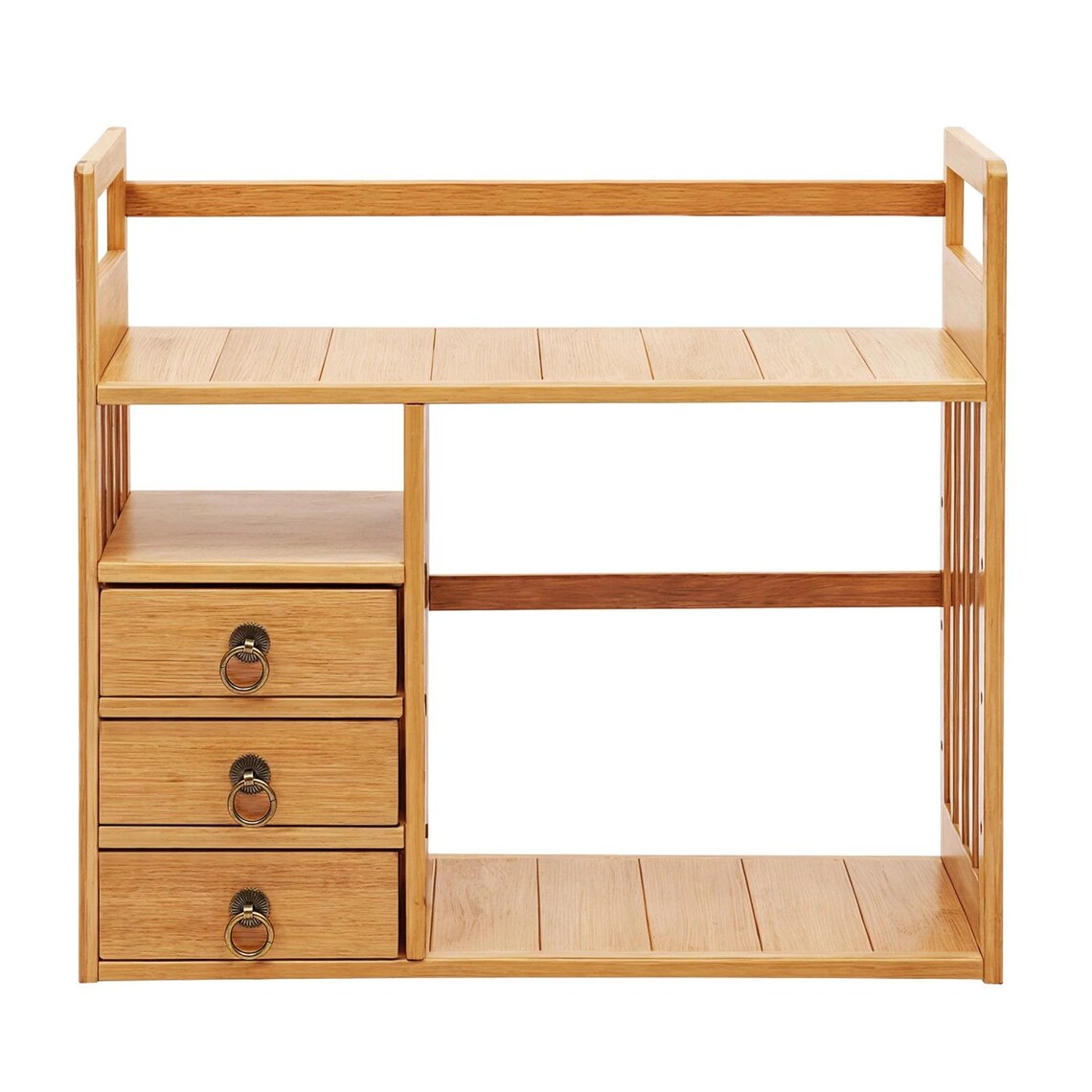 Wooden Desktop Organizer Bookshelf With Drawers Office Storage Rack ...