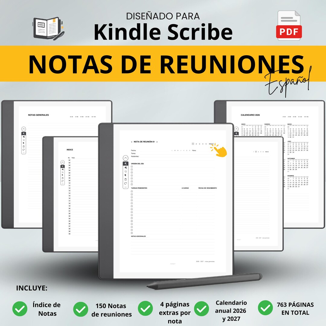 Digital Notebook for Meeting Notes for Kindle Scribe | PDF With ...