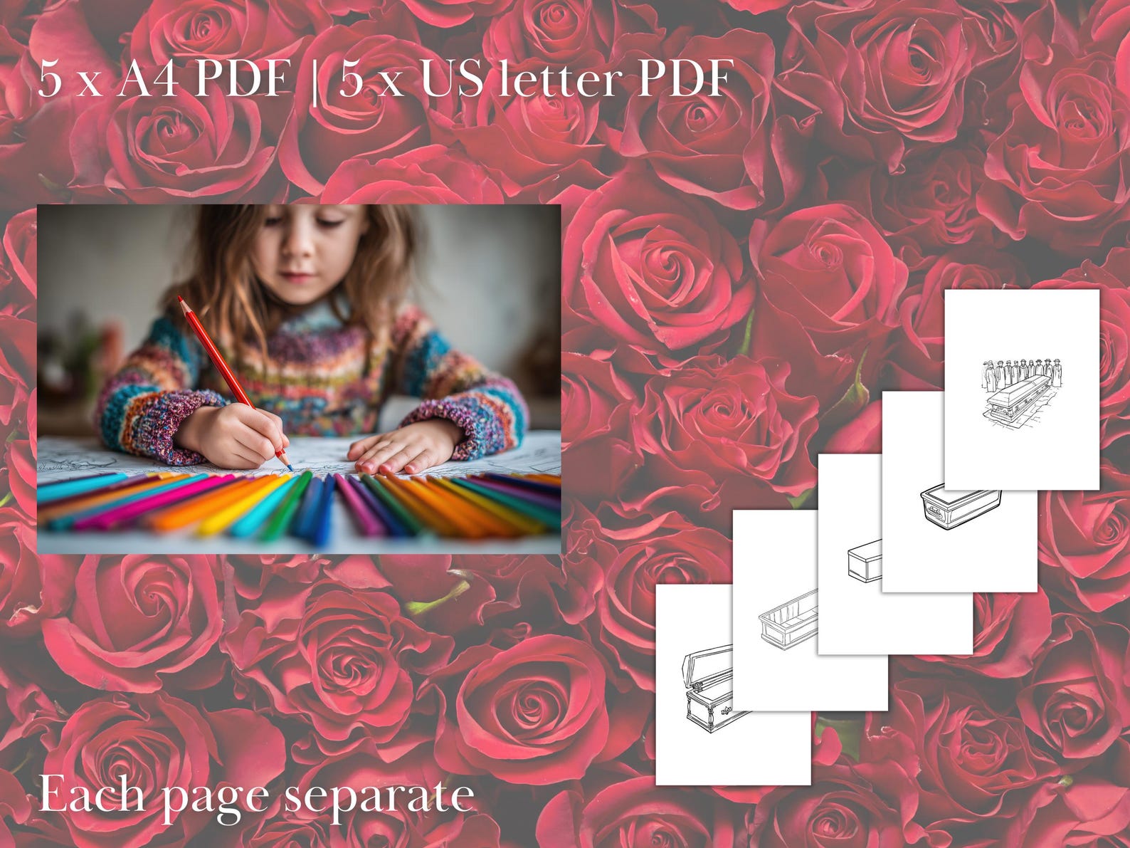 Funeral Coloring Pages – Burial Coffin Motifs & Interment – Printable ...