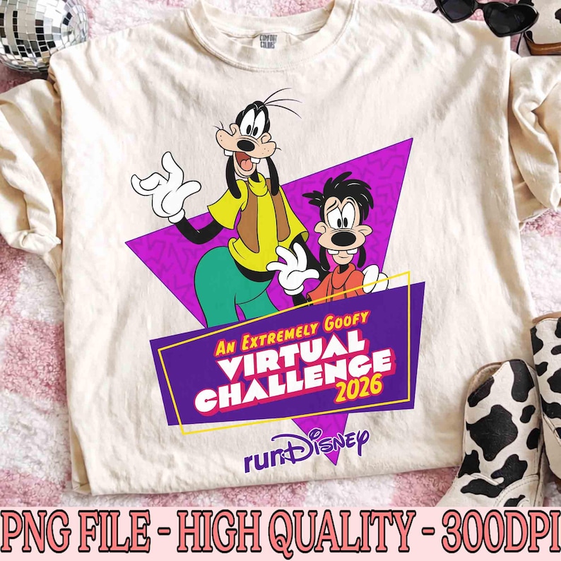Rundisney Virtual Series 2026 Matching PNG, Goofy and Max Running PNG ...