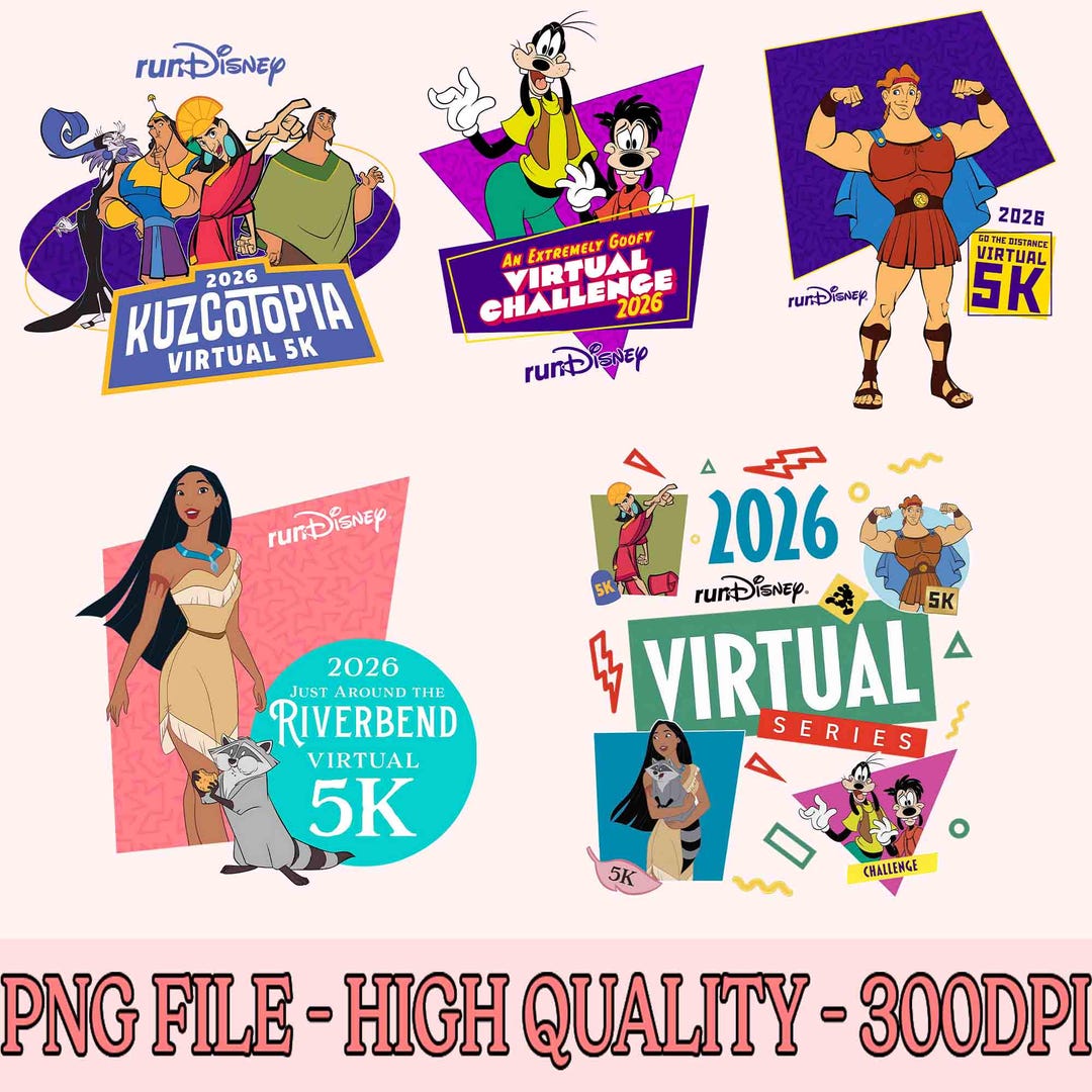 Rundisney Virtual Series 2026 Matching PNG, Goofy and Max Running PNG ...
