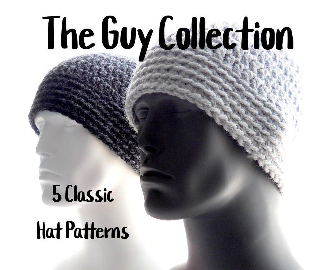 Crochet Hat Patterns: the Guy Collection of 5 Unisex Beanies (PDF ...