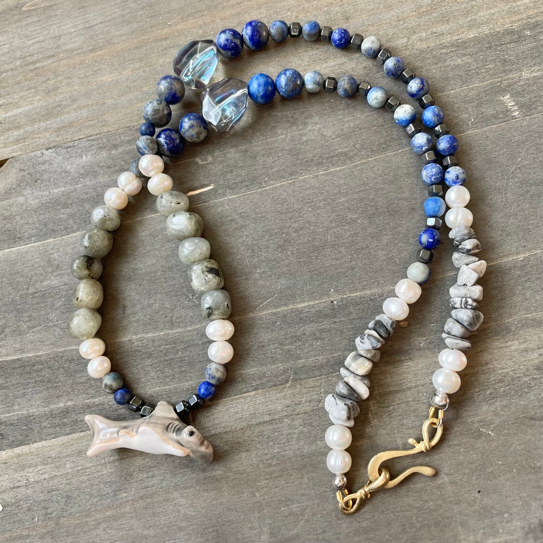 Hammerhead Shark Necklace Gemstone Beaded Jewelry - Etsy