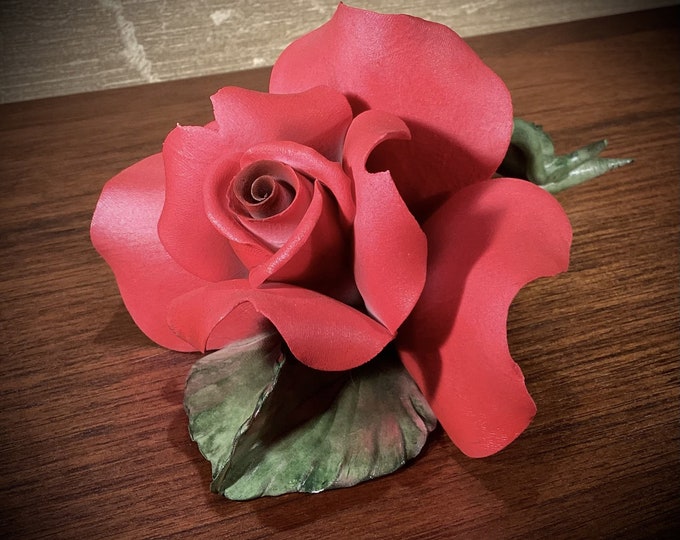Vintage Capodimonte Italian Red Rose Porcelain Sculpture - Etsy