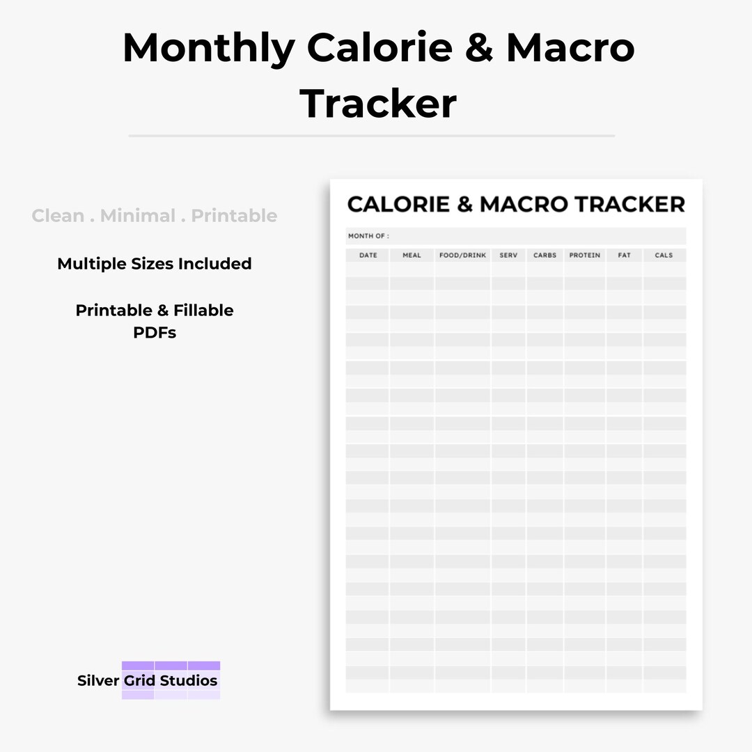 Minimalist Calorie and Macro Tracker Printable | A4 & A5 Daily Schedule ...