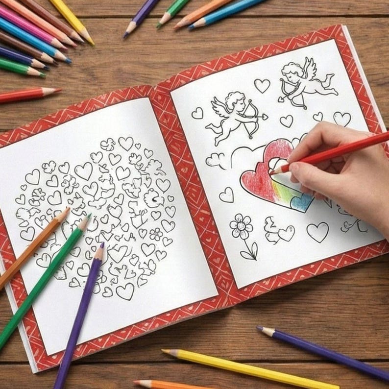 Libro para colorear de San Valentín para niños, páginas para colorear ...