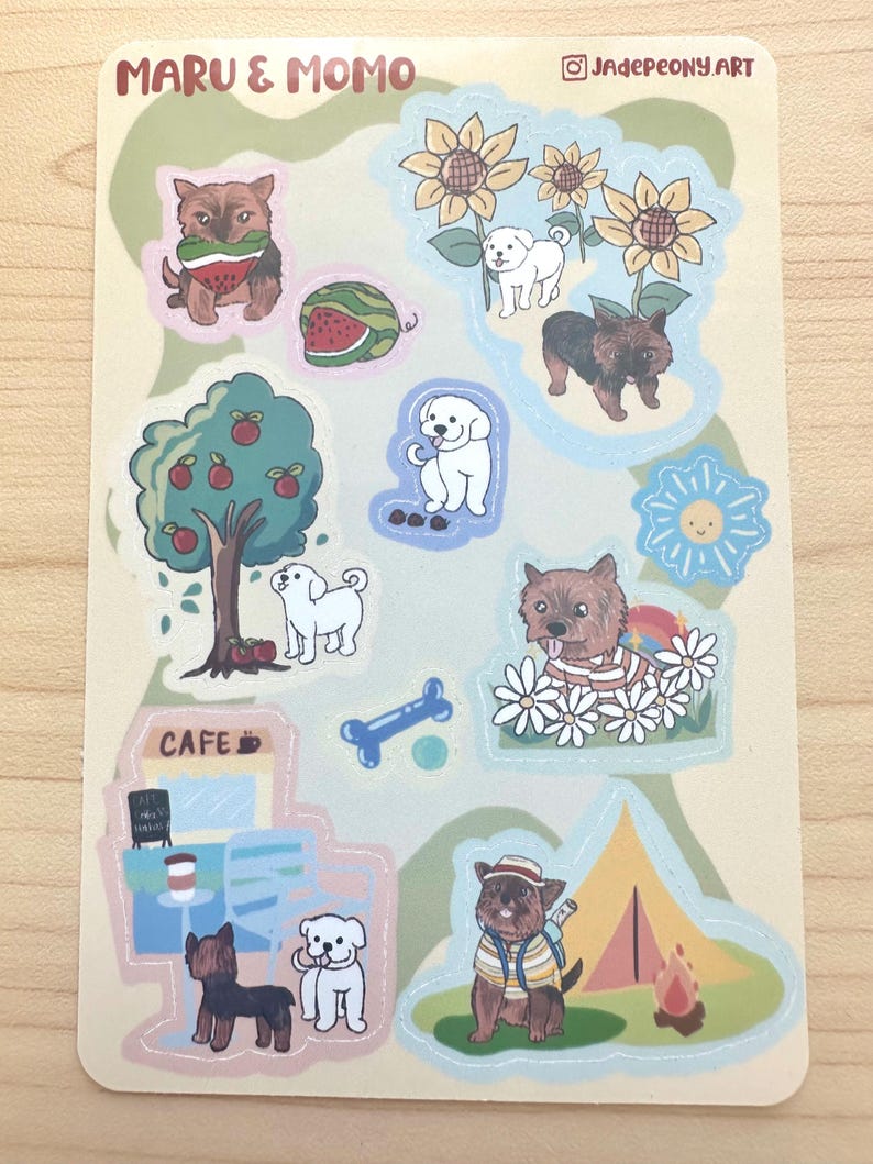 Maru the Yorkie & Momo the Maltese Sticker Sheet - Etsy
