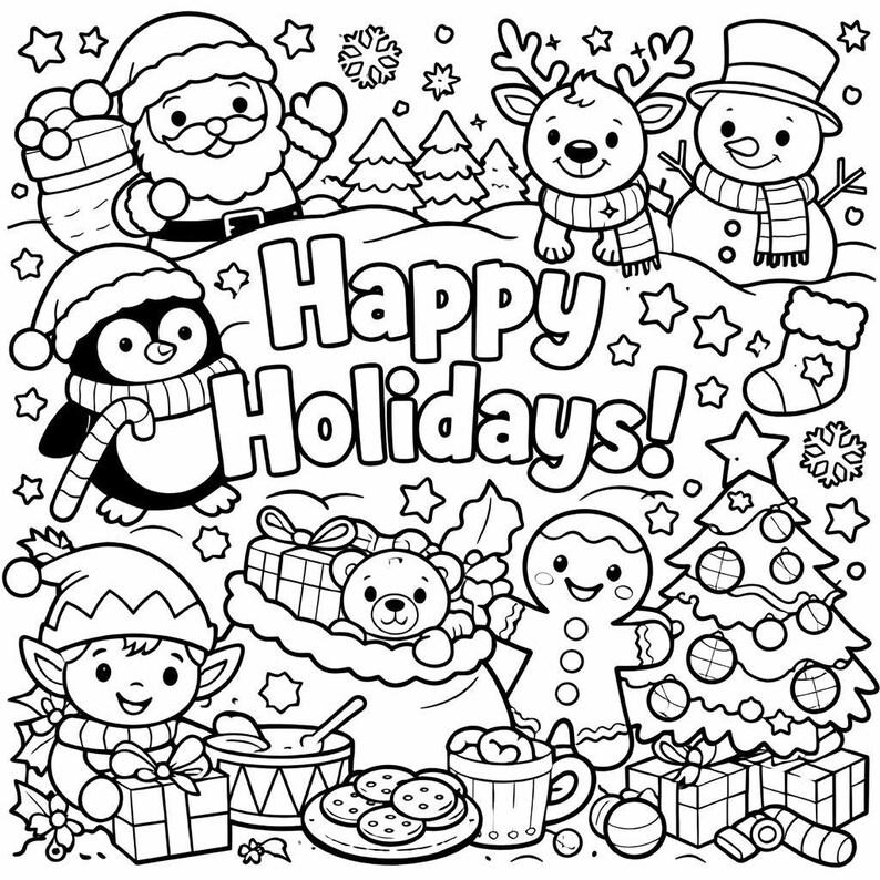 Holiday Coloring Page - Etsy