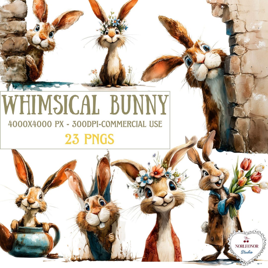 Easter Clipart PNG Bundle | Bunny Rabbit Graphics Commercial Use ...