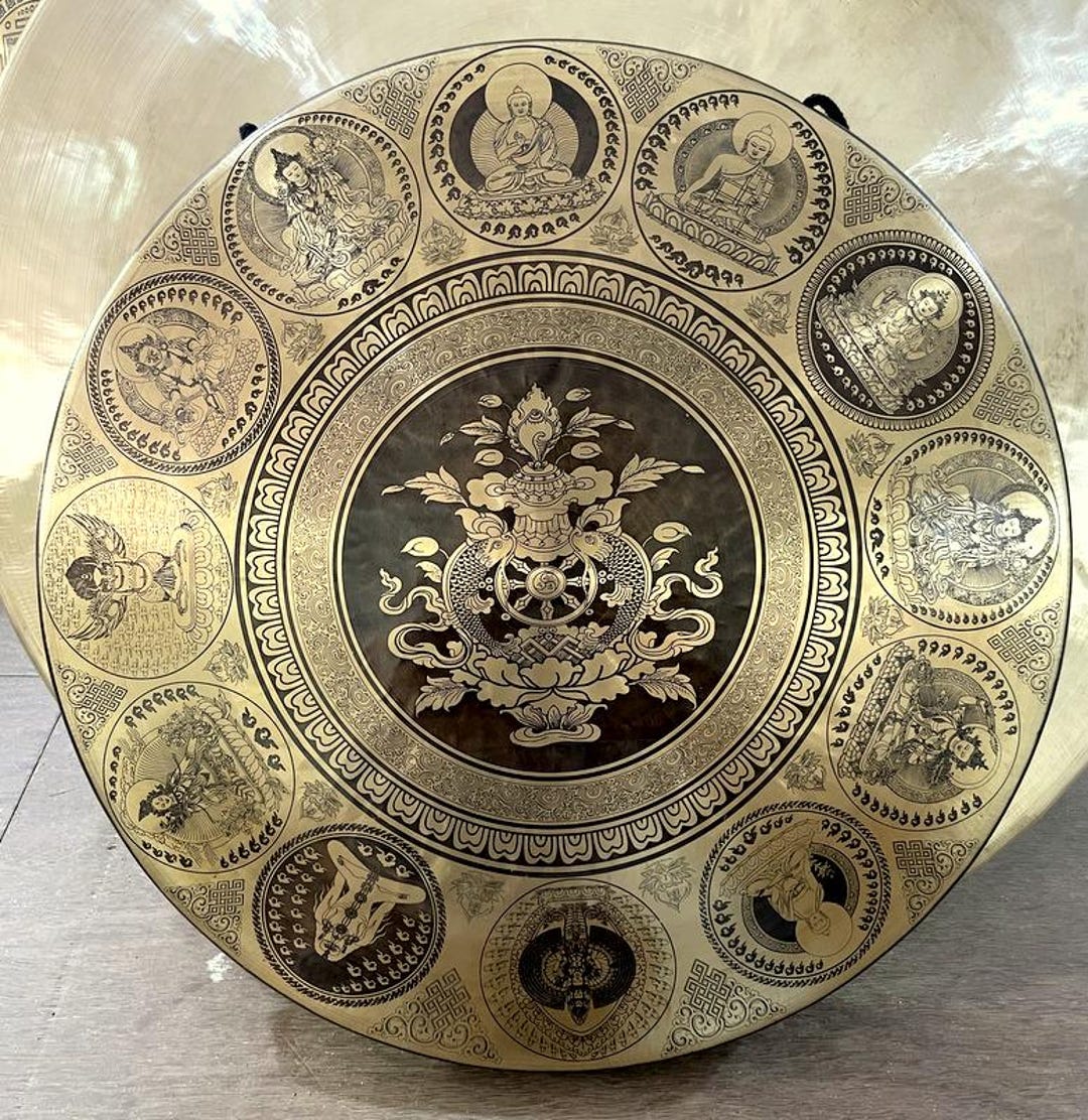 60 CM Tibetan Handmade Gong 7 Metals | Himalayan Handcrafted Meditation ...