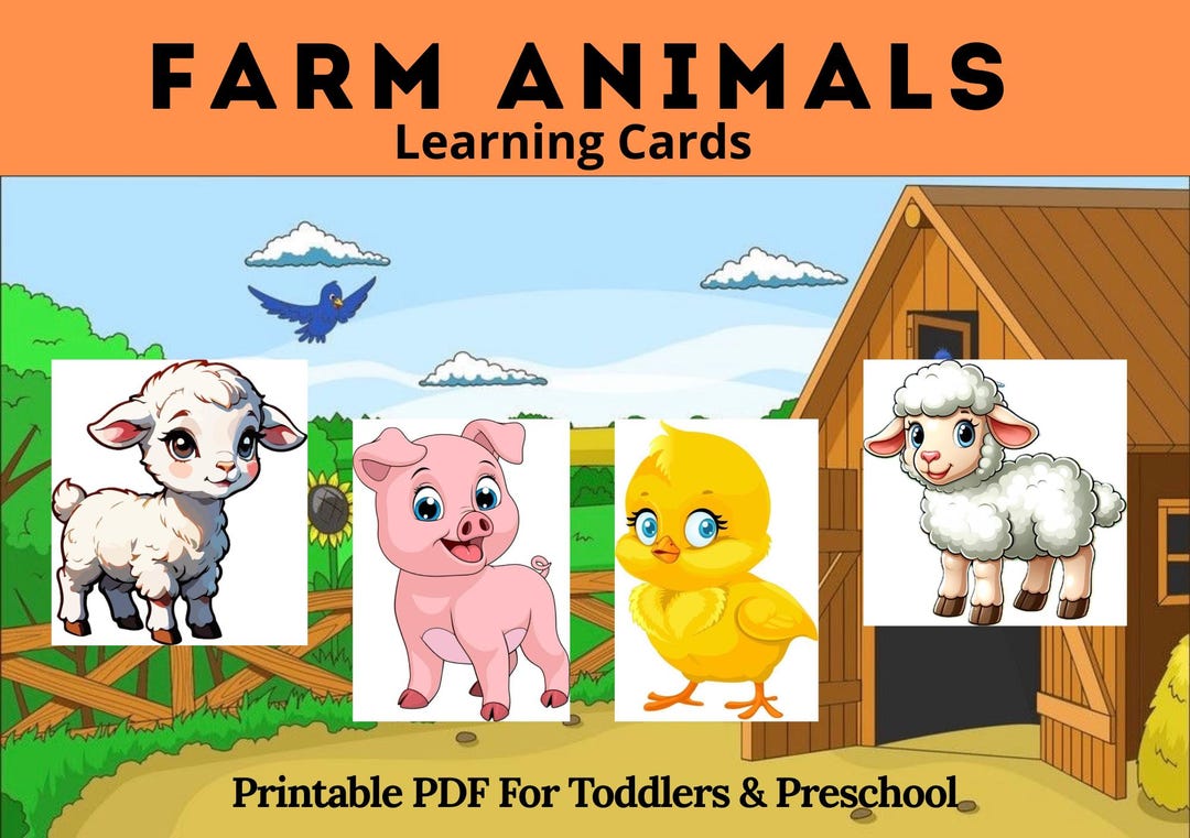 Farm Animals Learning Cards – Printable PDF for Toddlers & Preschool - Etsy