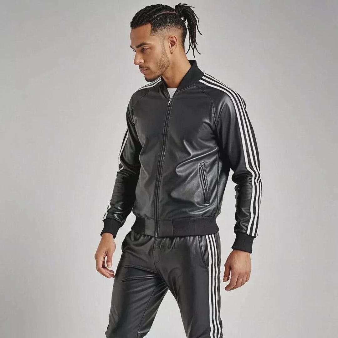 Handmade Leather Tracksuit - Men's Black & White Style - Etsy