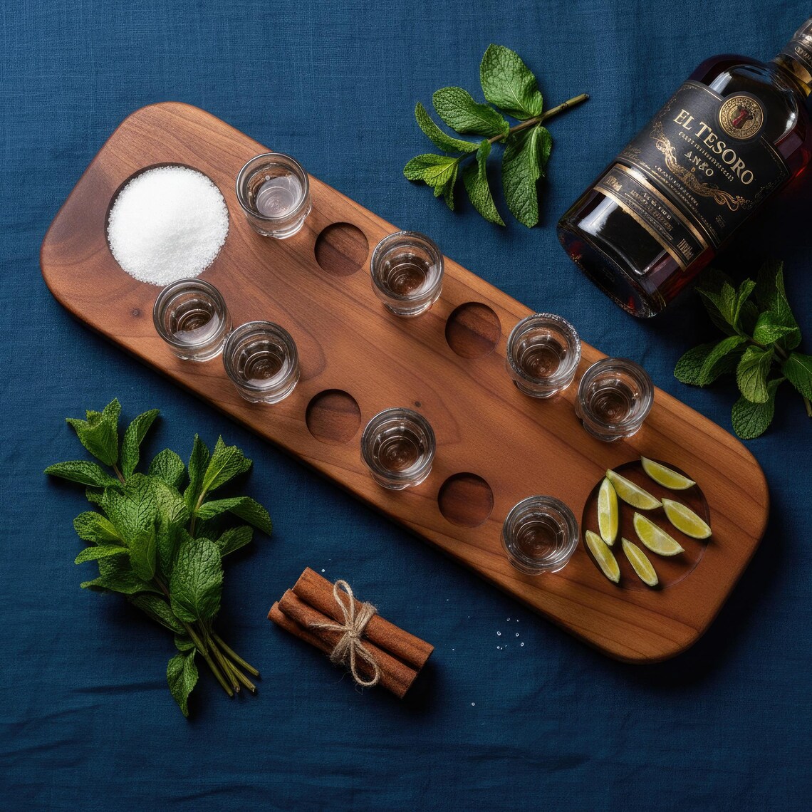 Wooden Shot Flight Board, Whiskey Tasting Tray With Salt & Lemon ...