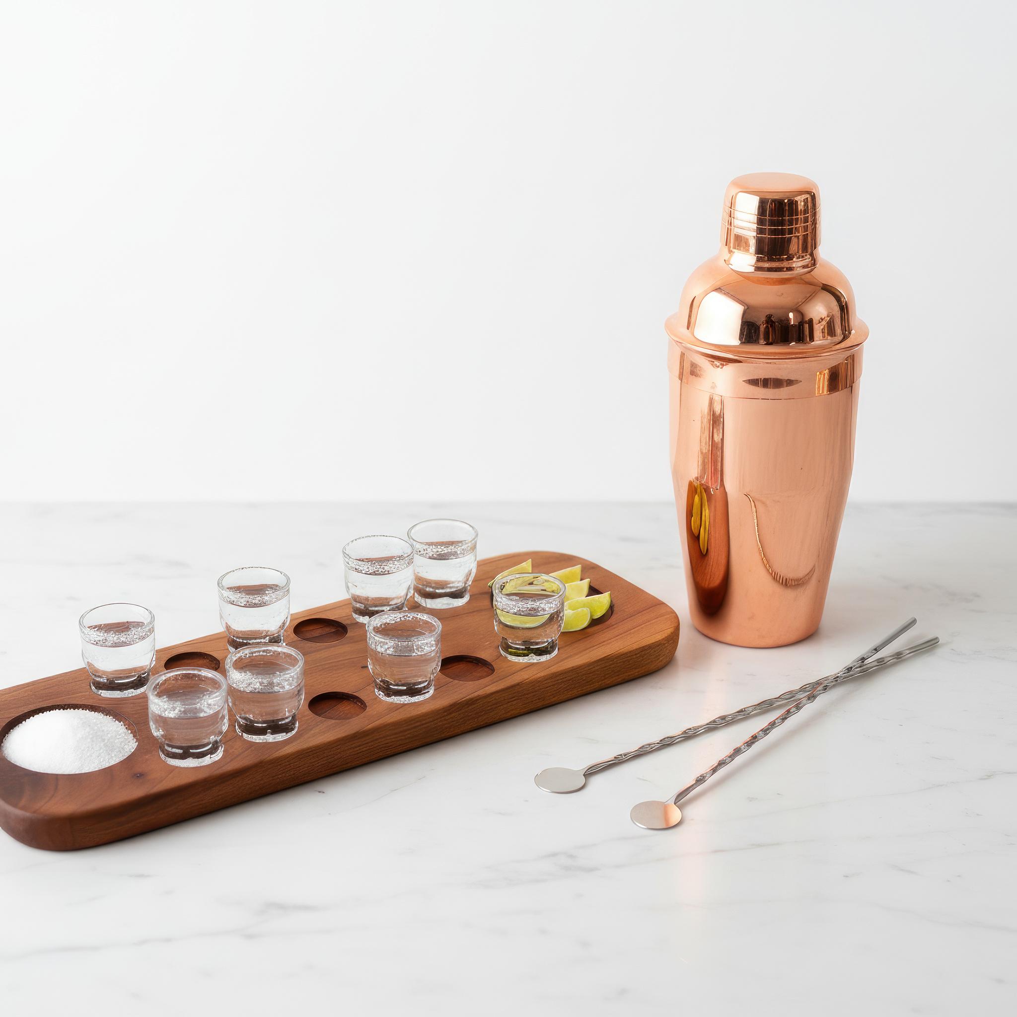 Wooden Shot Flight Board, Whiskey Tasting Tray With Salt & Lemon ...