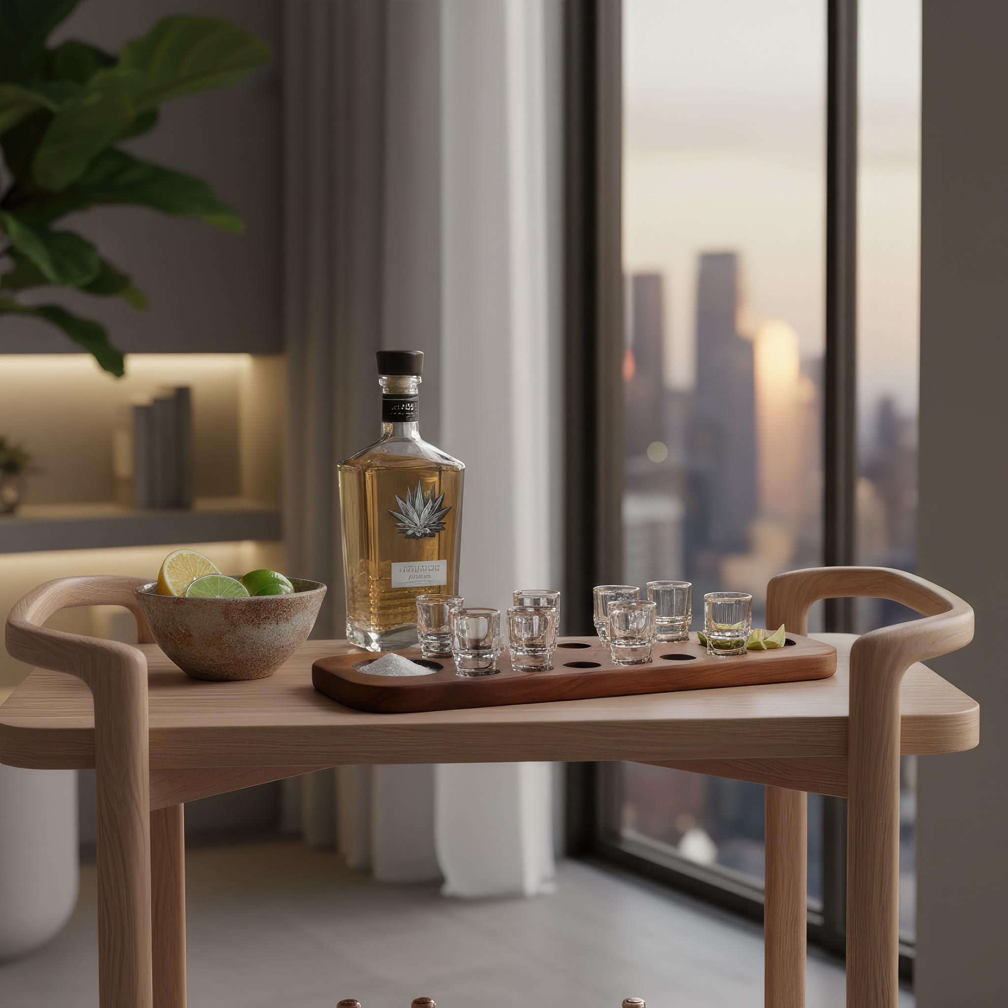 Wooden Shot Flight Board, Whiskey Tasting Tray With Salt & Lemon ...