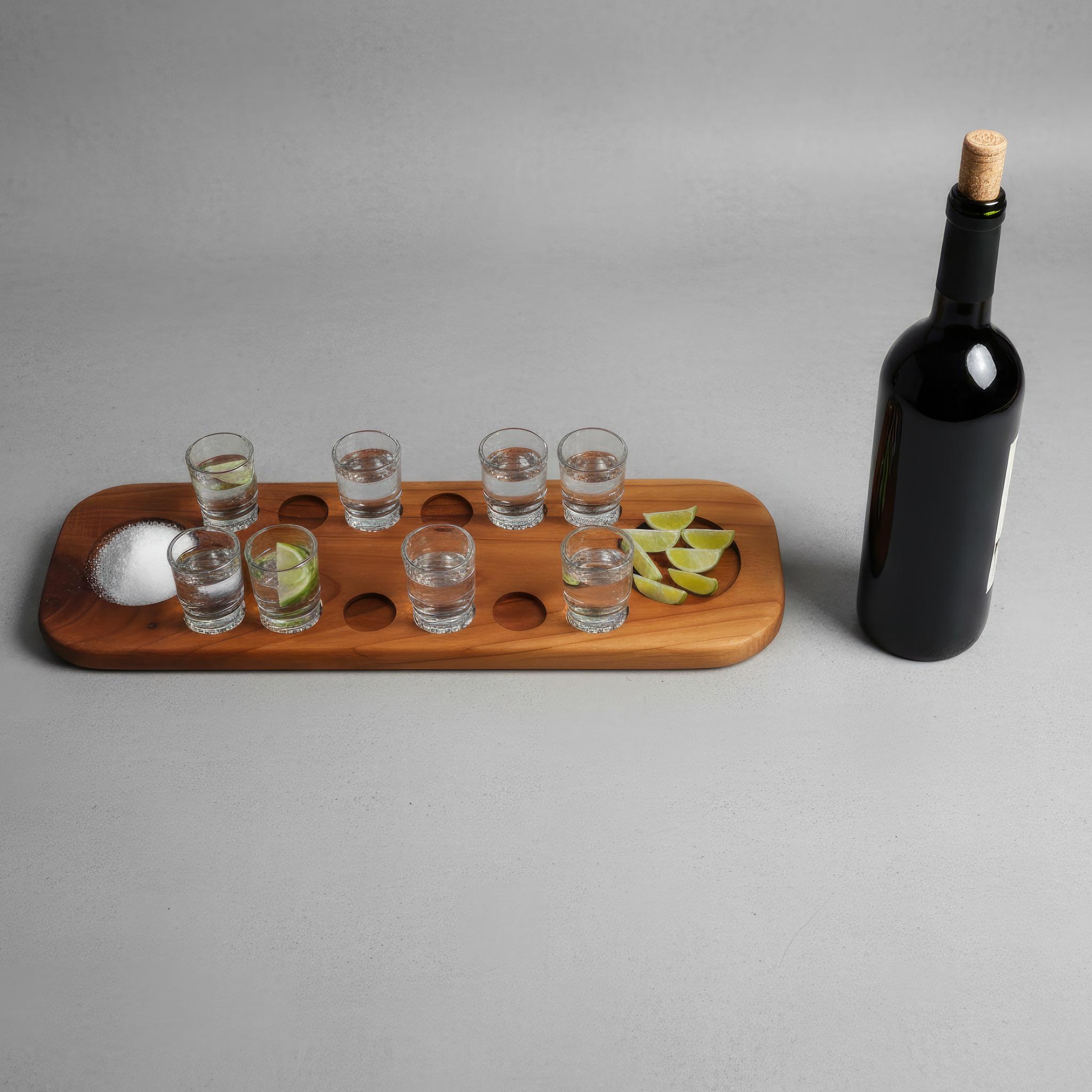 Wooden Shot Flight Board, Whiskey Tasting Tray With Salt & Lemon ...