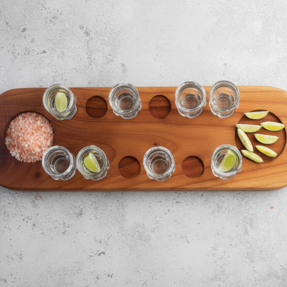 Wooden Shot Flight Board, Whiskey Tasting Tray With Salt & Lemon ...