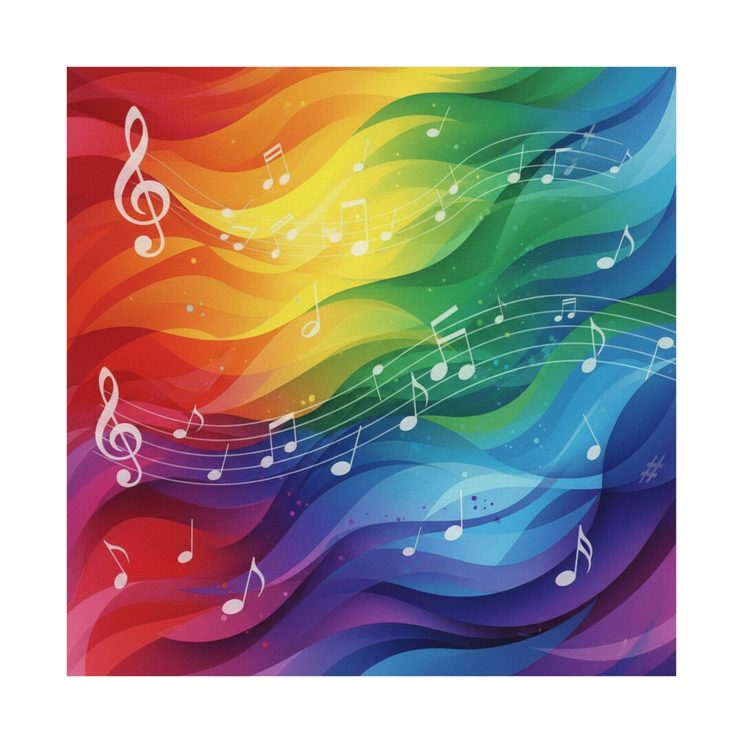 Rainbow Music Notes Poster | Matte Vertical Poster - Etsy