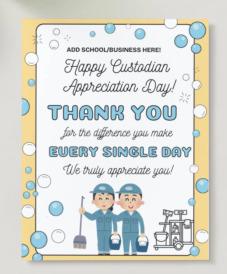Custodian Appreciation Thank You Flyer Canva Template - Etsy
