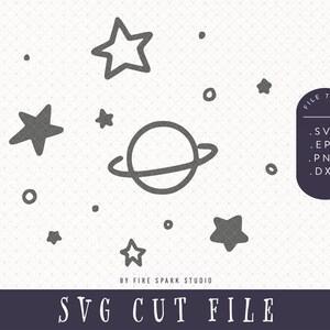 SVG Cut File - Space Clip Art, Planet and Stars - Etsy