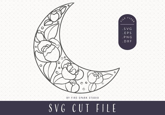 Moon Flower Line Art SVG Cut File - Etsy