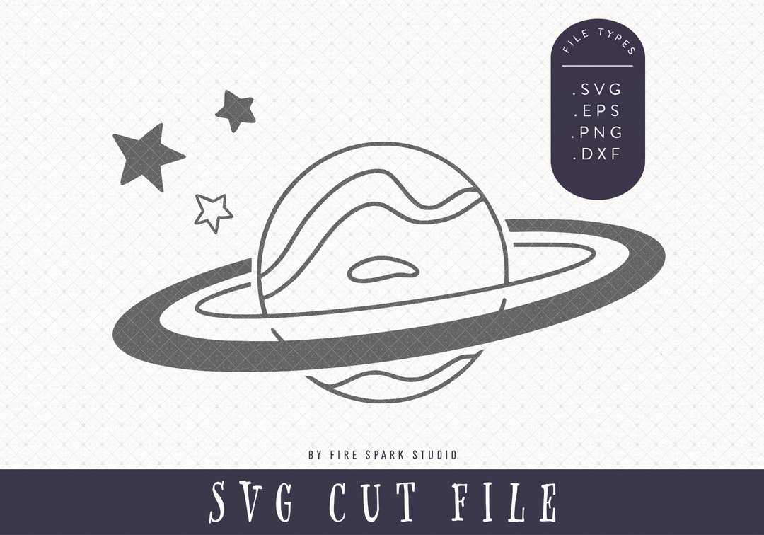 SVG Cut File - Planet Clip Art, Planet and Stars, Saturn - Etsy
