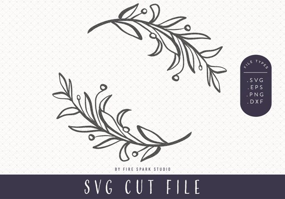 Leafy Berry Branch Wreath SVG Cut File | Etsy