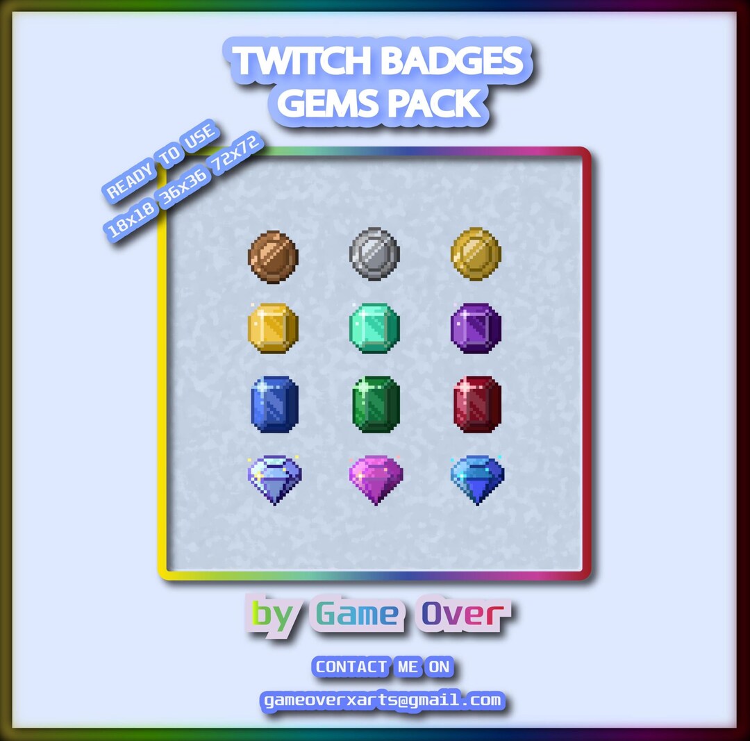 Pretty Gem Stone Sub Badges / Bit Badges for Twitch | Pixel Art Pack ...