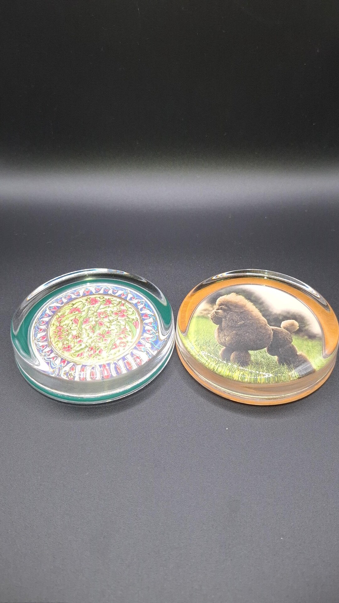 Set of 2 Vintage British Glass Paperweights: Deeping Poodle & Past ...