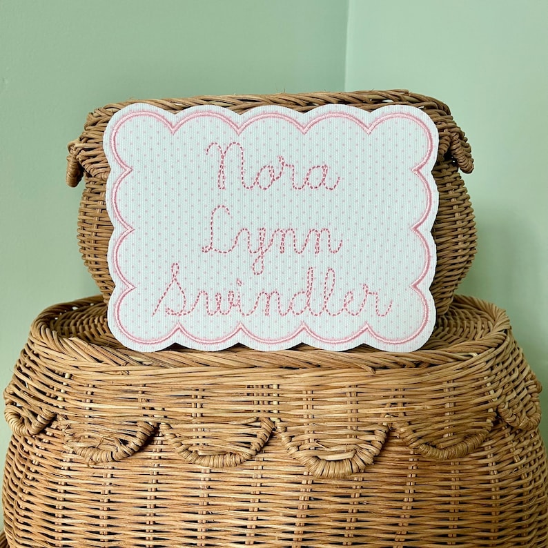 ITH Scalloped Baby Name Plate Satin Stitch Embroidery Design | 1 Size ...